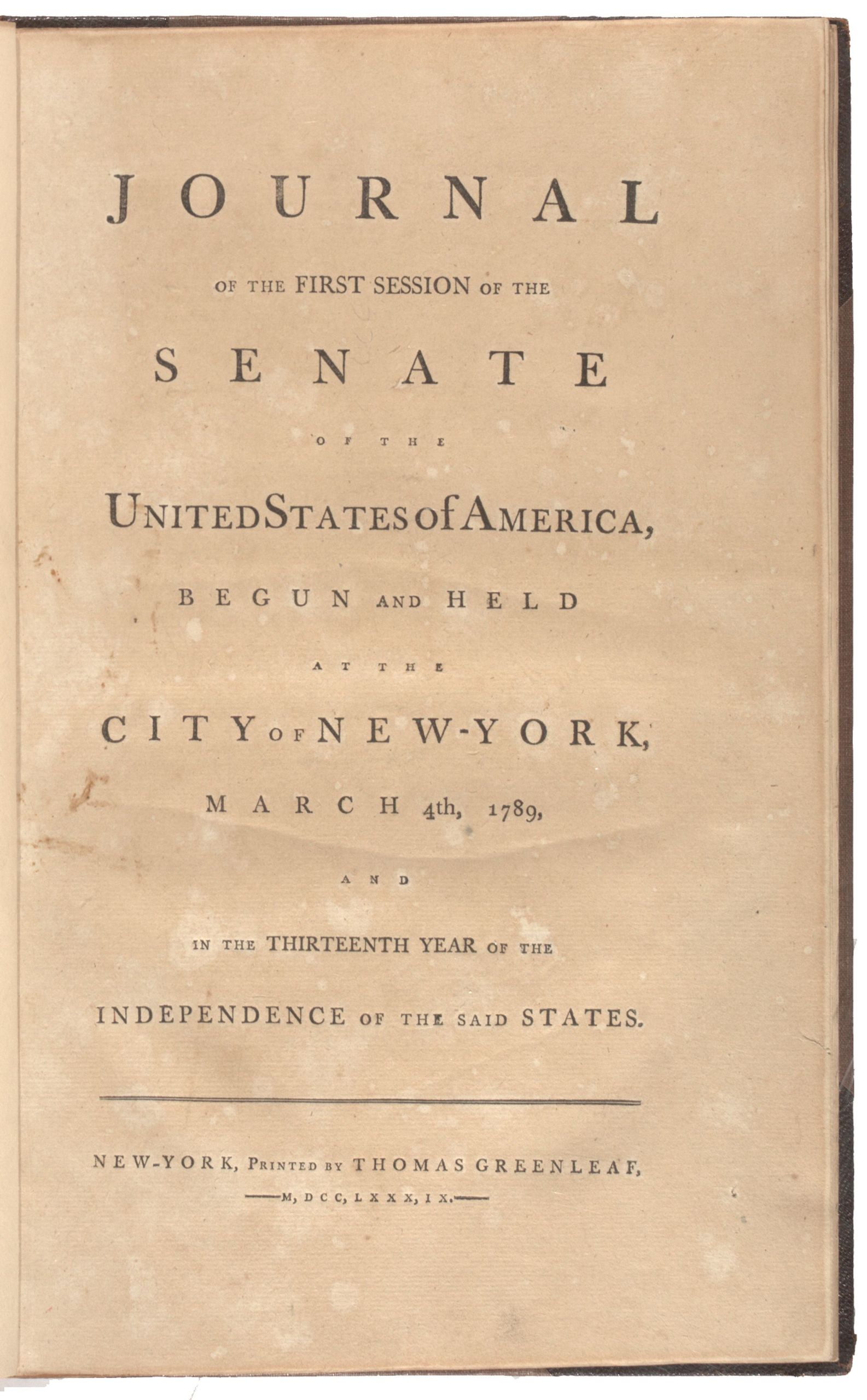 Journal of the first session of the Senate of the United States ...