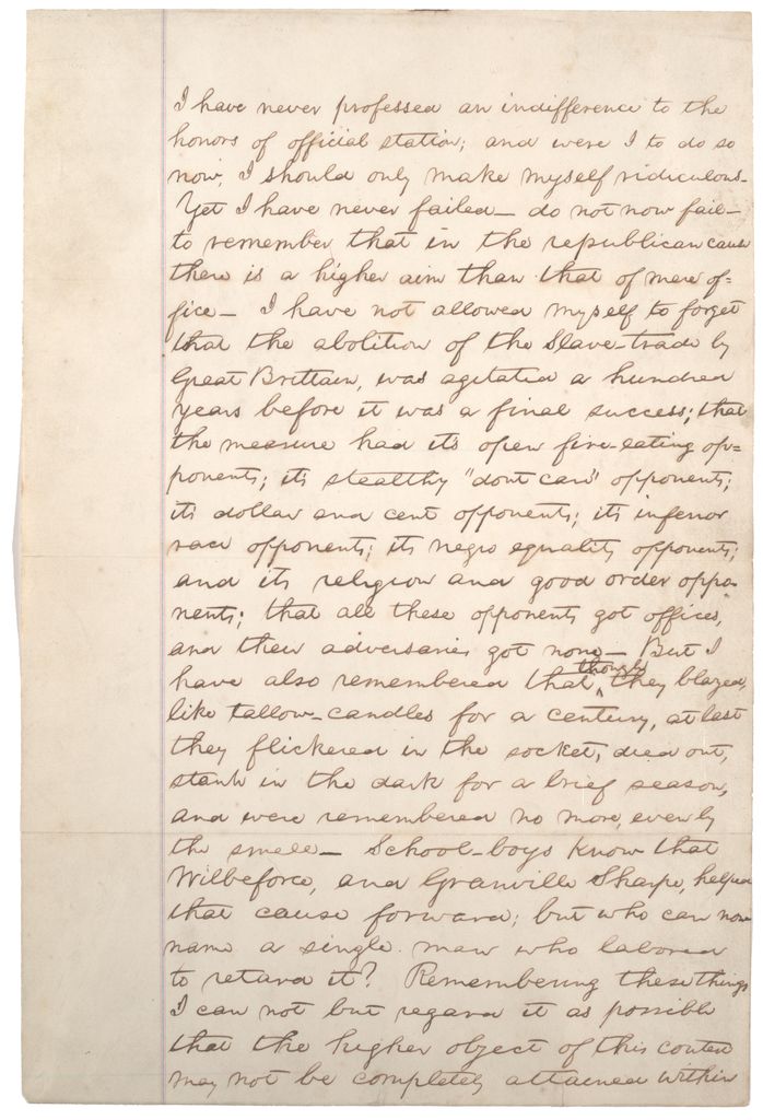 Speech fragment concerning the abolition of slavery [from 1858 Senate ...