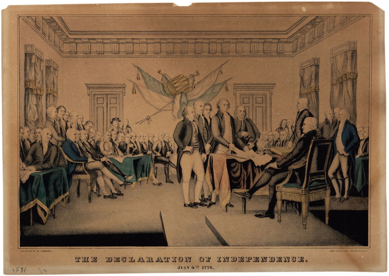Lithograph titled The Declaration of Independence July 4th 1776 ...